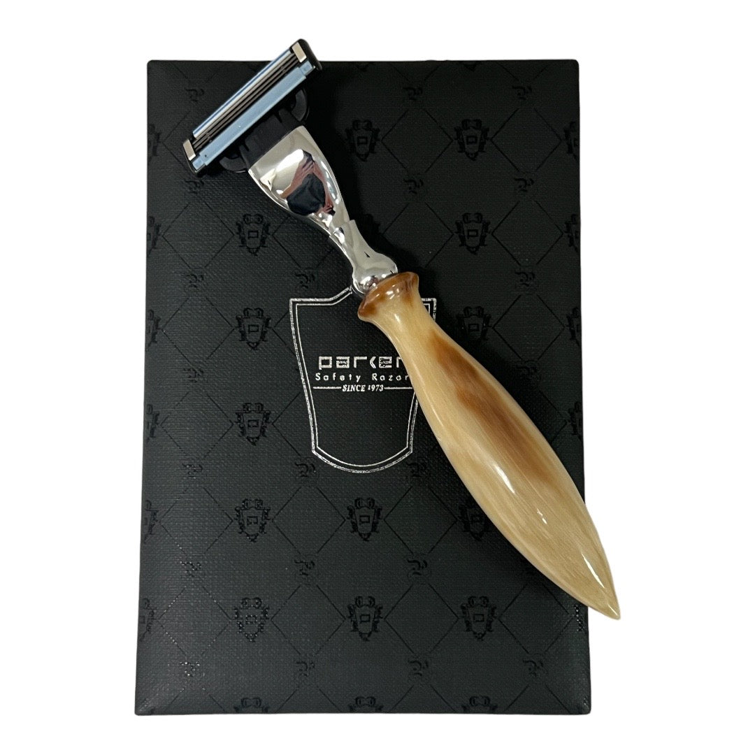 Parker 50M Ox Horn Handle Mach 3 Cartridge Razor – SafetyRazors