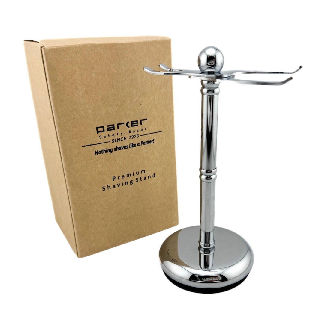 Parker ADJUSTABLE Deluxe Chrome Razor & Brush Shave Stand – SafetyRazors