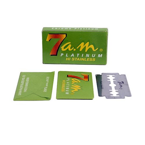 Five 7am Platinum Coated Stainless Steel Double Edge Razor Blades ...